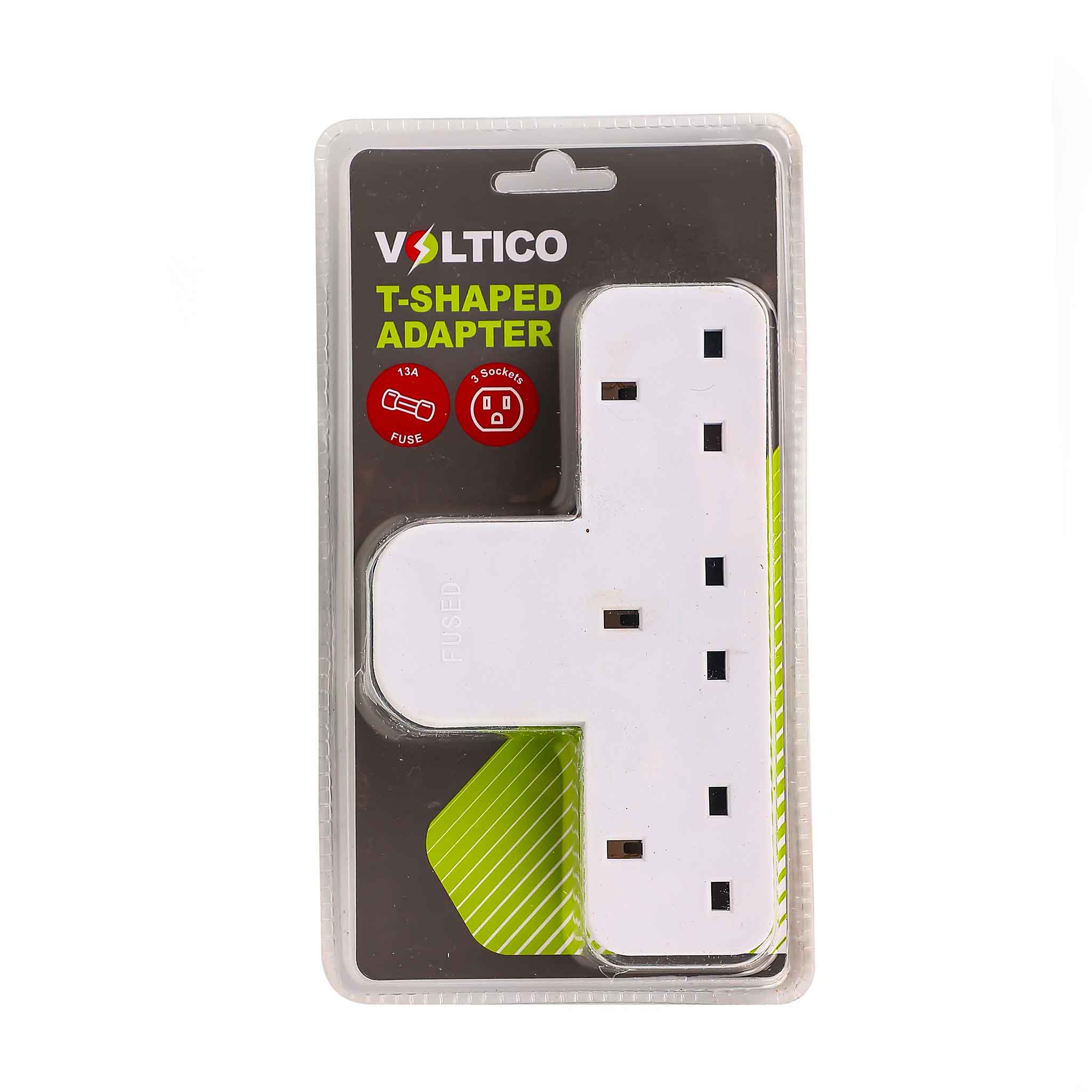 3 Way T-Shape Socket White Adaptor – J&E Group Ltd